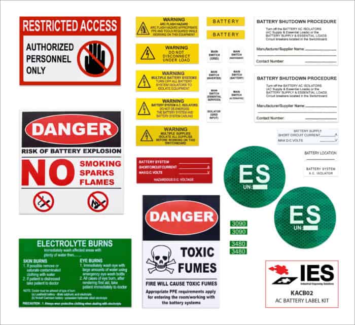 AC Battery Label Kit (KACB02) | Industrial Engraving Solutions